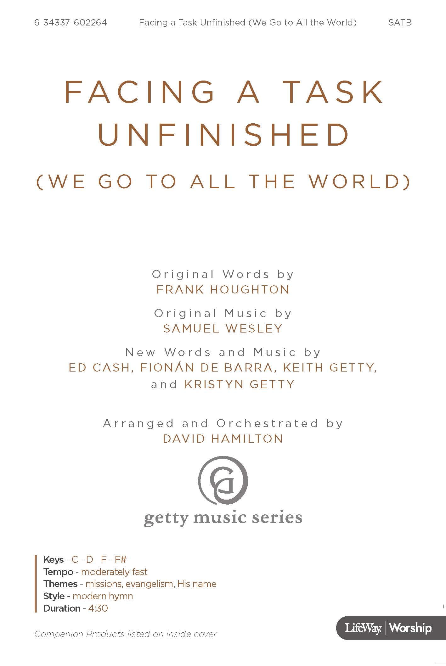 Facing a Task Unfinished (We Go to All the World) - Downloadable Lyric ...