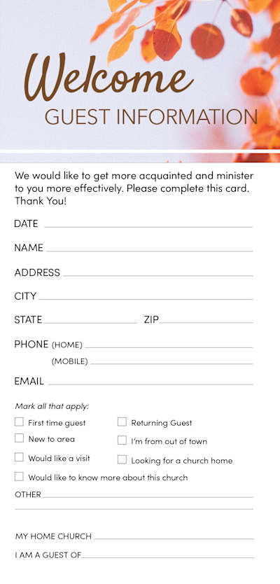 Guest Information Card: Welcome - Fall (Package of 50) | Lifeway