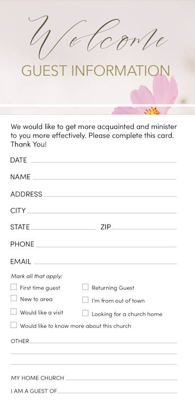 Guest Information Card: Welcome - Spring (Package of 50) | Lifeway